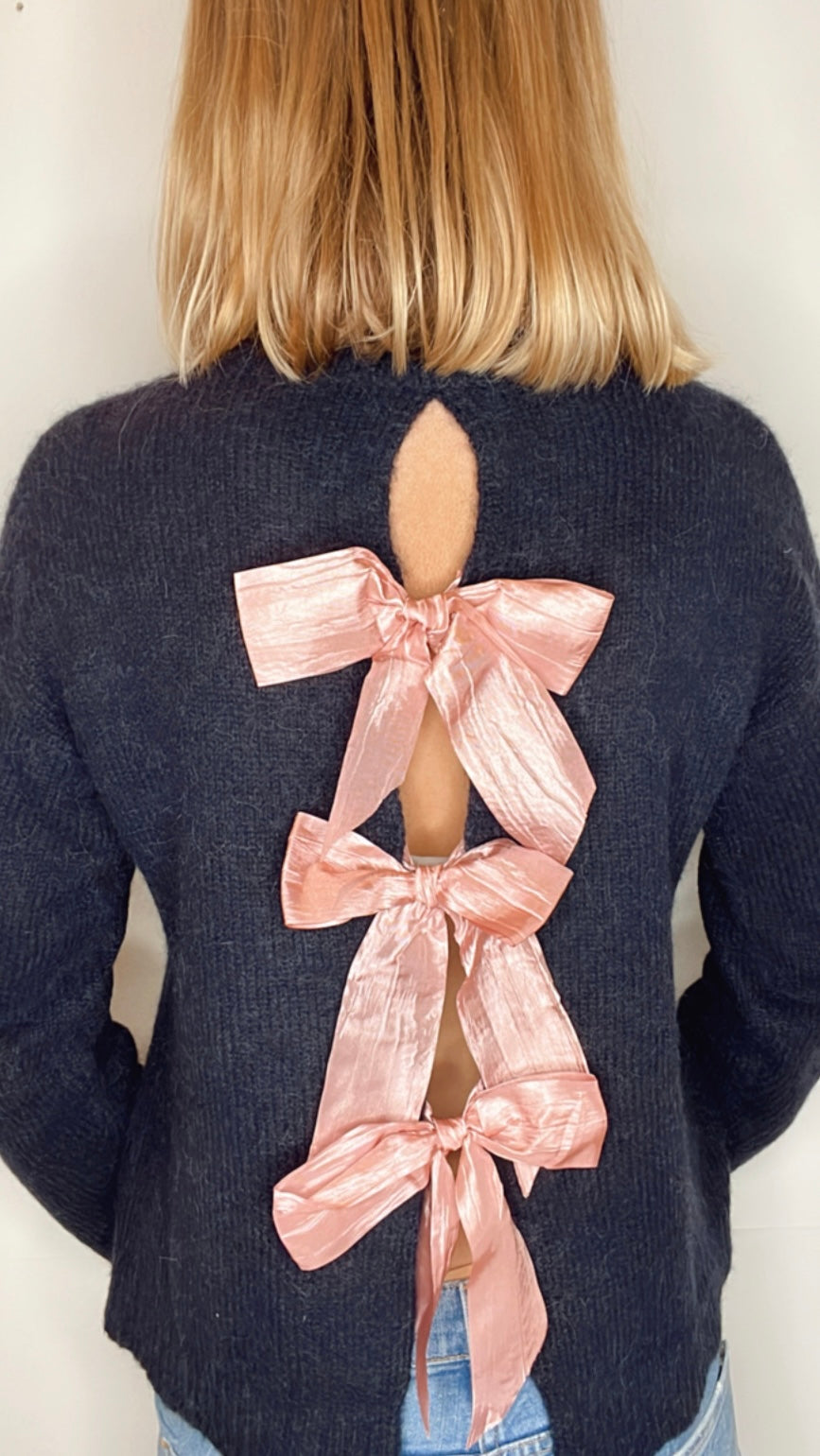 Open, Bow Back Jumper - Dark Navy – 46 Stitch